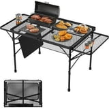 Folding Table with 2 Wing Panels, 3x2 FT Camping Table with Mesh ...