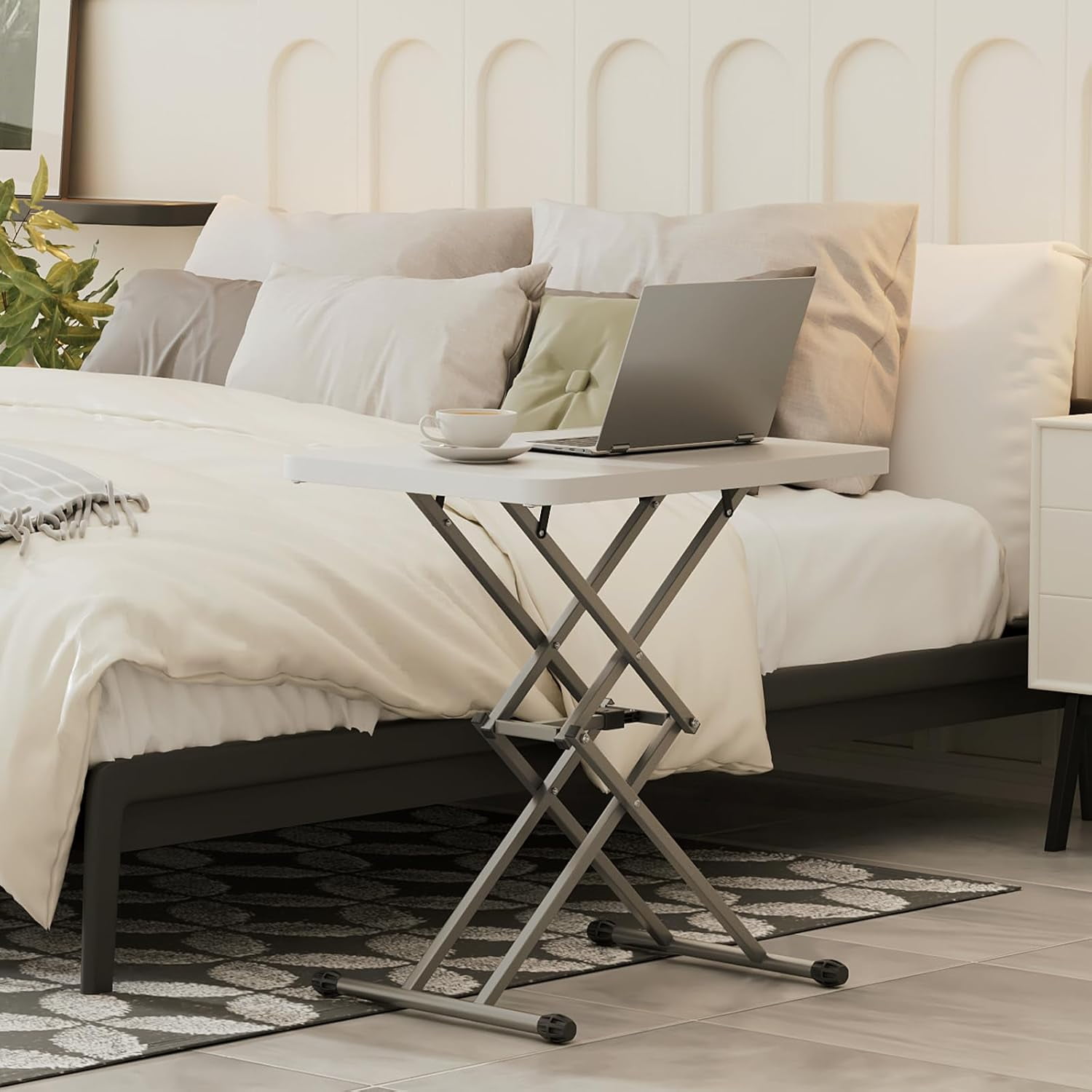 Folding Table, 26“ Pop-up Tv Dinner Tray Table, Foldable Portable Card ...