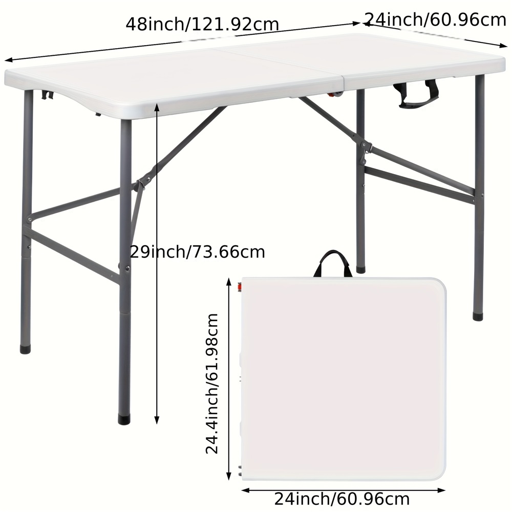 Folding Table 4/6 Foot Portable Heavy Duty Plastic Fold-In-Half Utility ...