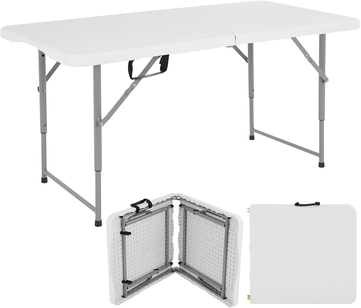 Folding Table, 4 FT Heavy Duty Plastic Foldable Table with Carrying ...