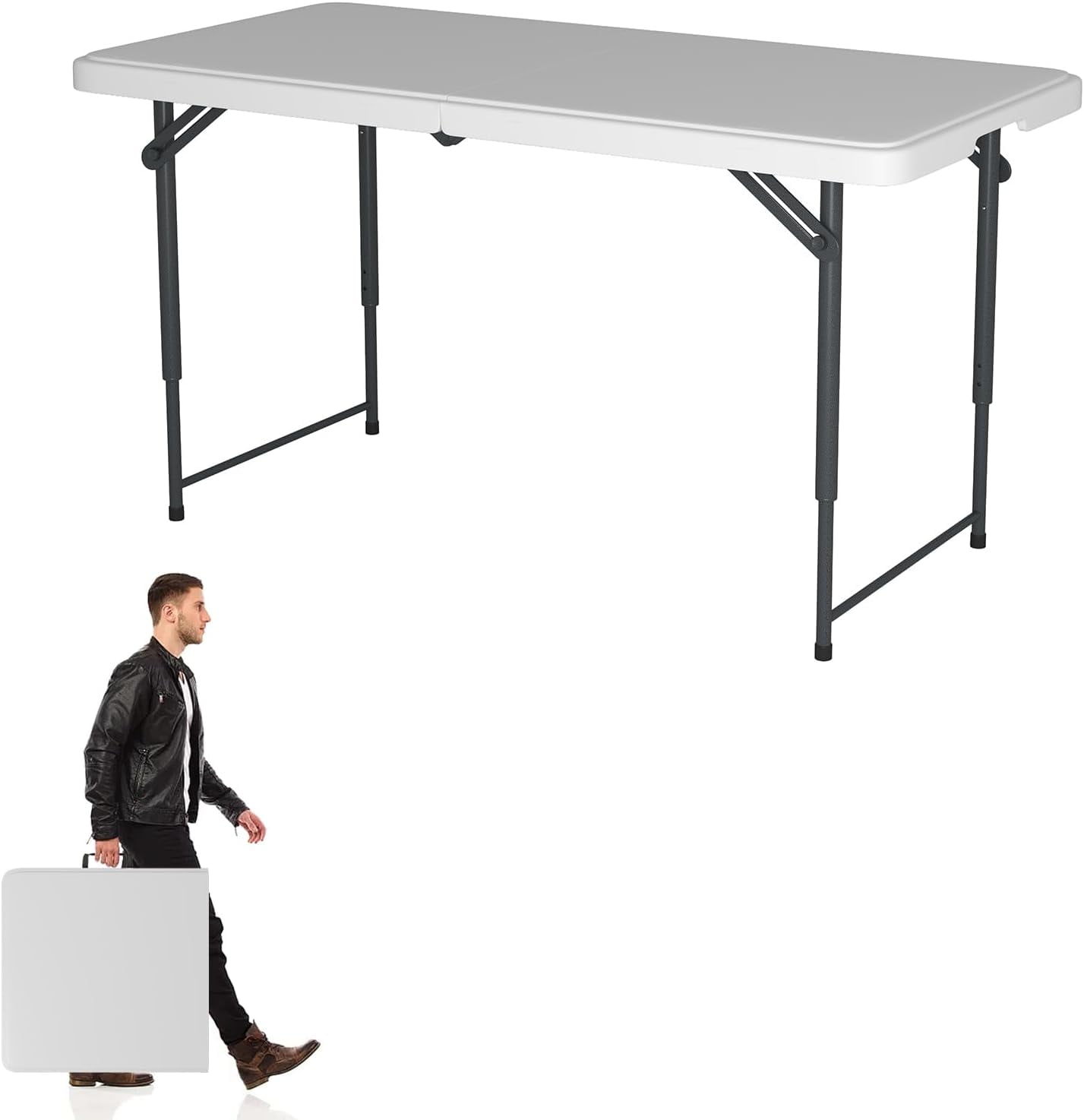 Folding Table 4 Foot,Heavy Duty Portable Dining Table,Small Indoor ...