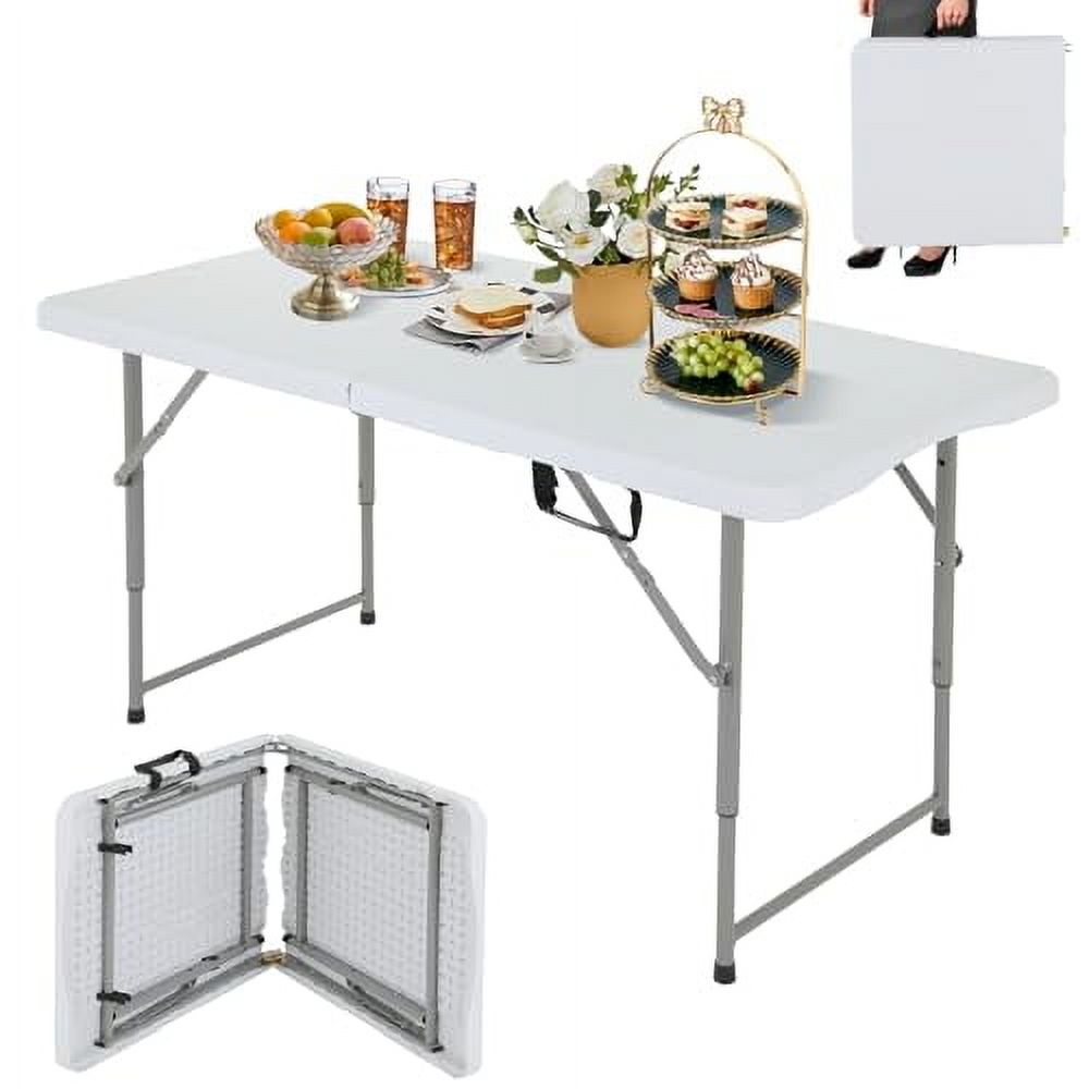 Folding Table 4 Foot Height Adjustable Foldable Table with Carrying ...
