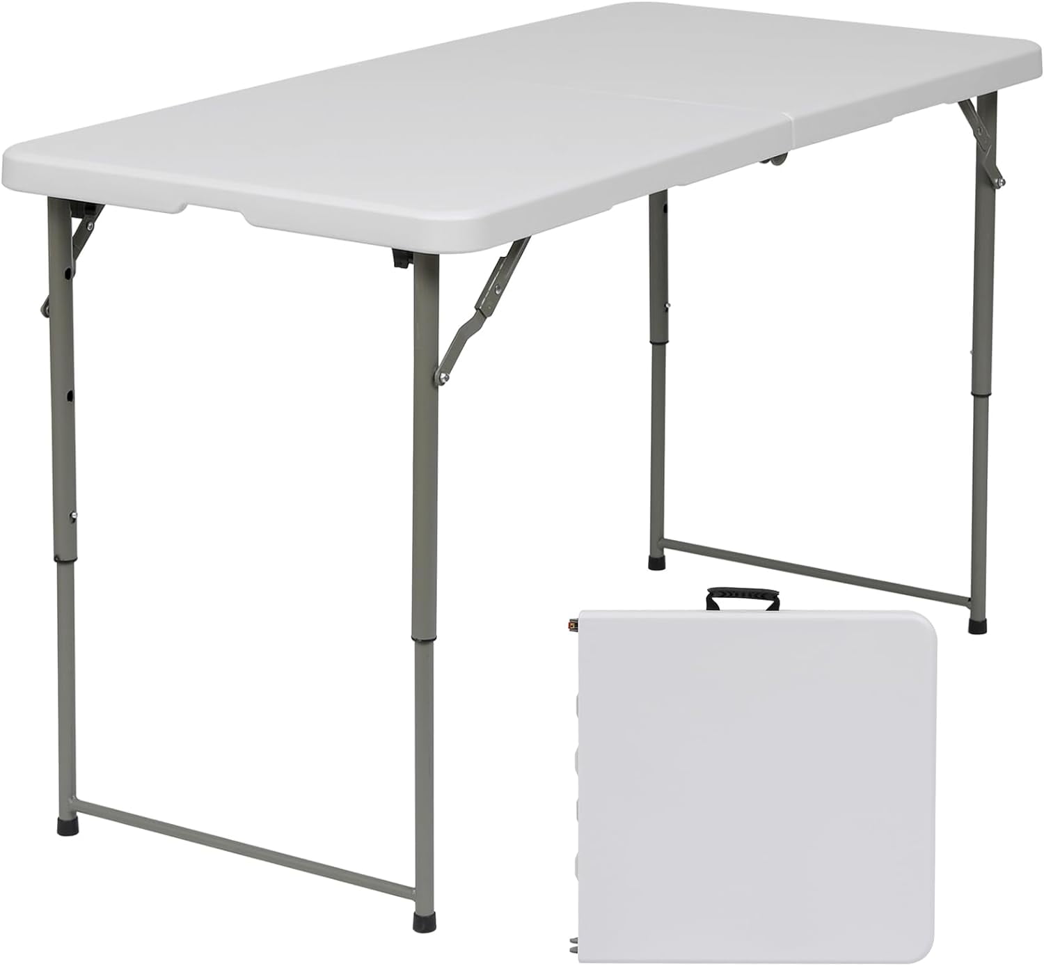 Folding Table 4 Foot, Portable Fold in Half Table with Handle, Lock ...