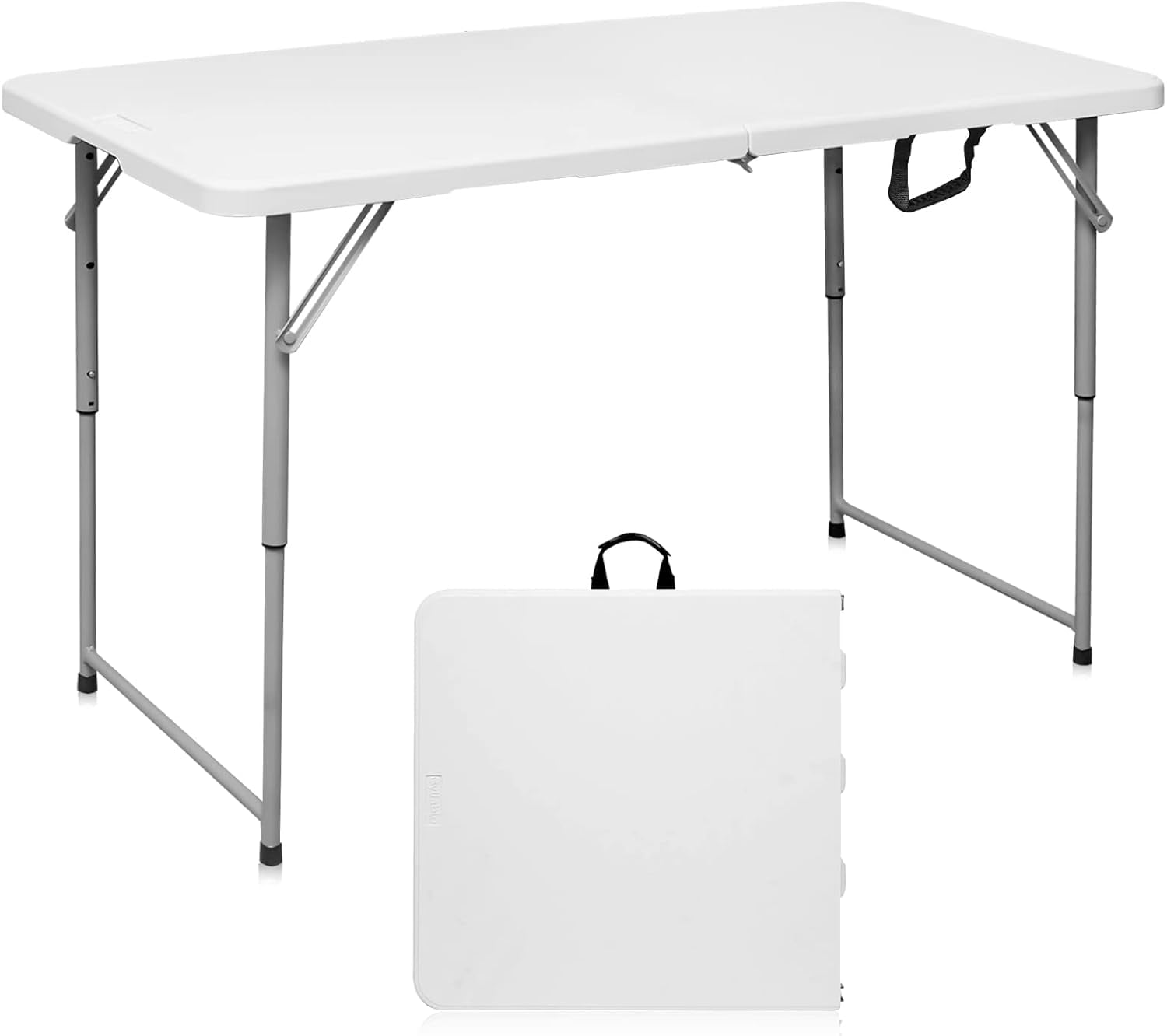 Folding Table 4 Foot Portable Heavy Duty Plastic Fold-in-Half Utility ...
