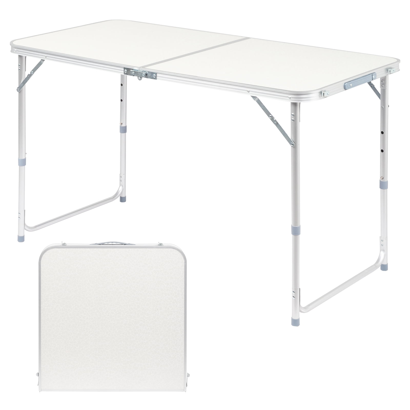 Folding Table 4 Foot Portable Heavy Duty Plastic Fold-in-Half Utility ...