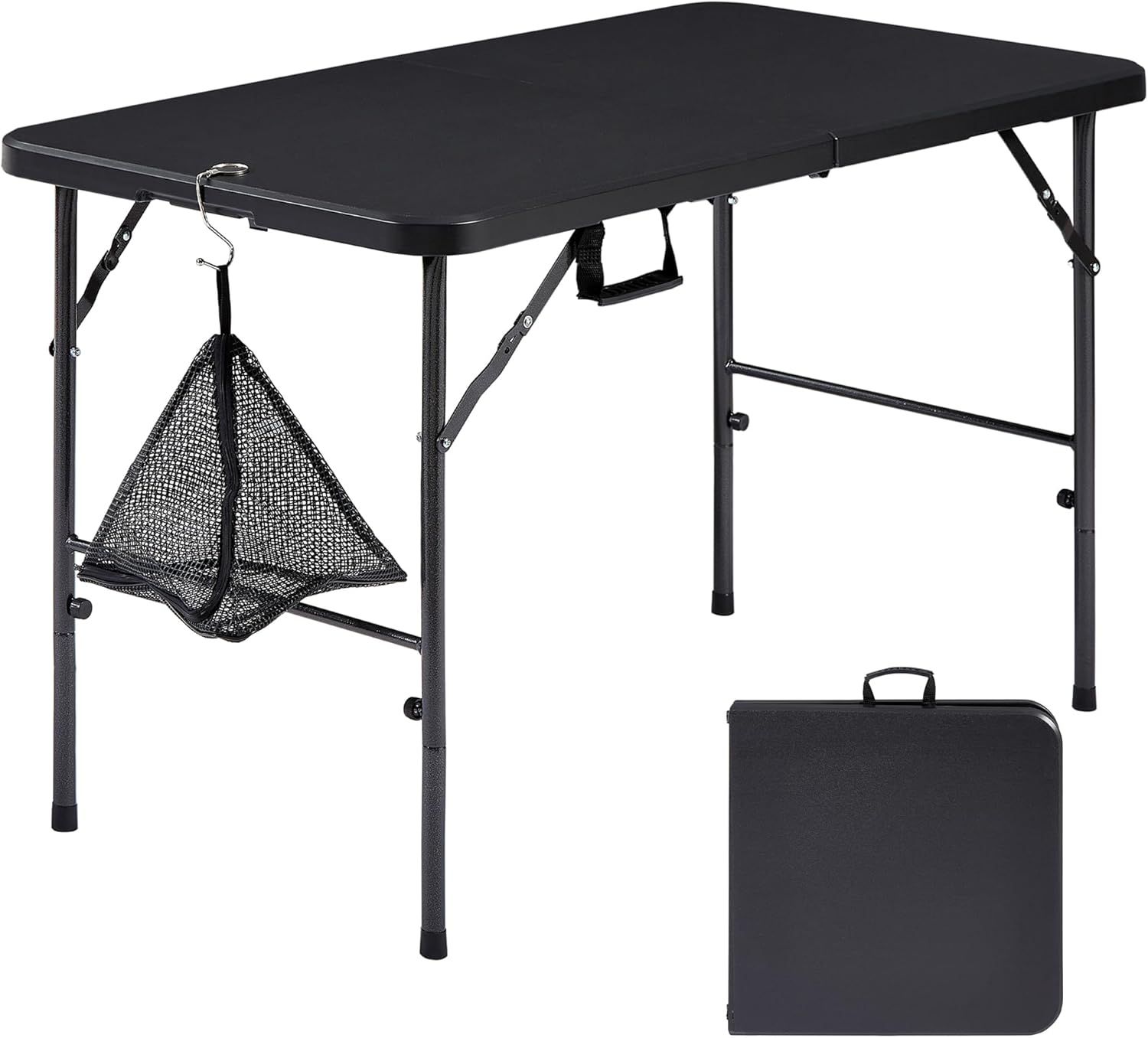 Folding Table 4 Foot with Mesh Bag, Indoor Outdoor Heavy-Duty Portable ...