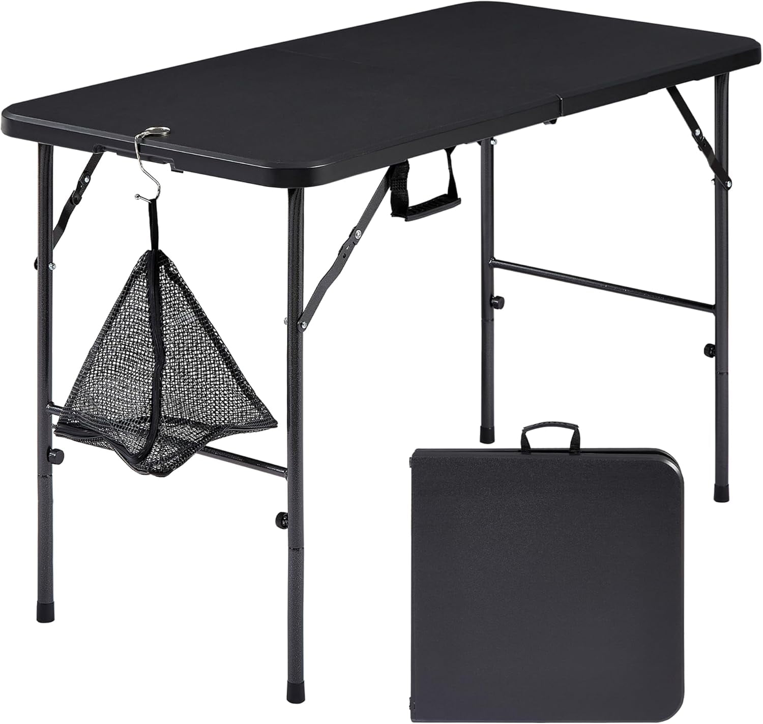 Folding Table 4 Foot with Mesh Bag, Indoor Outdoor Heavy-Duty Portable ...