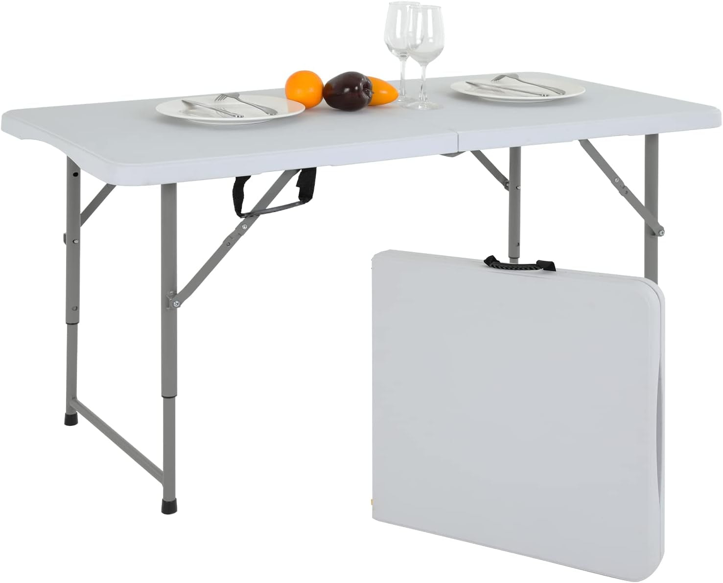 Folding Table 4FT, Plastic Table Height Adjustable Table for Picnic ...