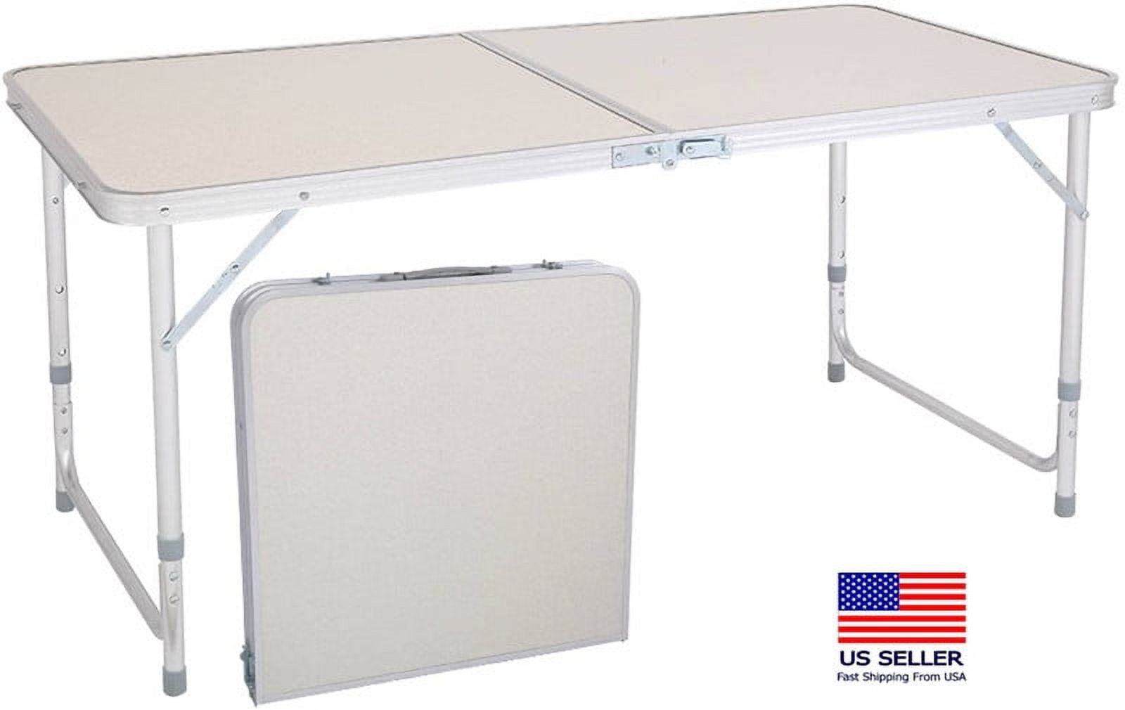 Folding Table 4ft Portable Heavy Duty Plastic Fold-in-Half Utility ...