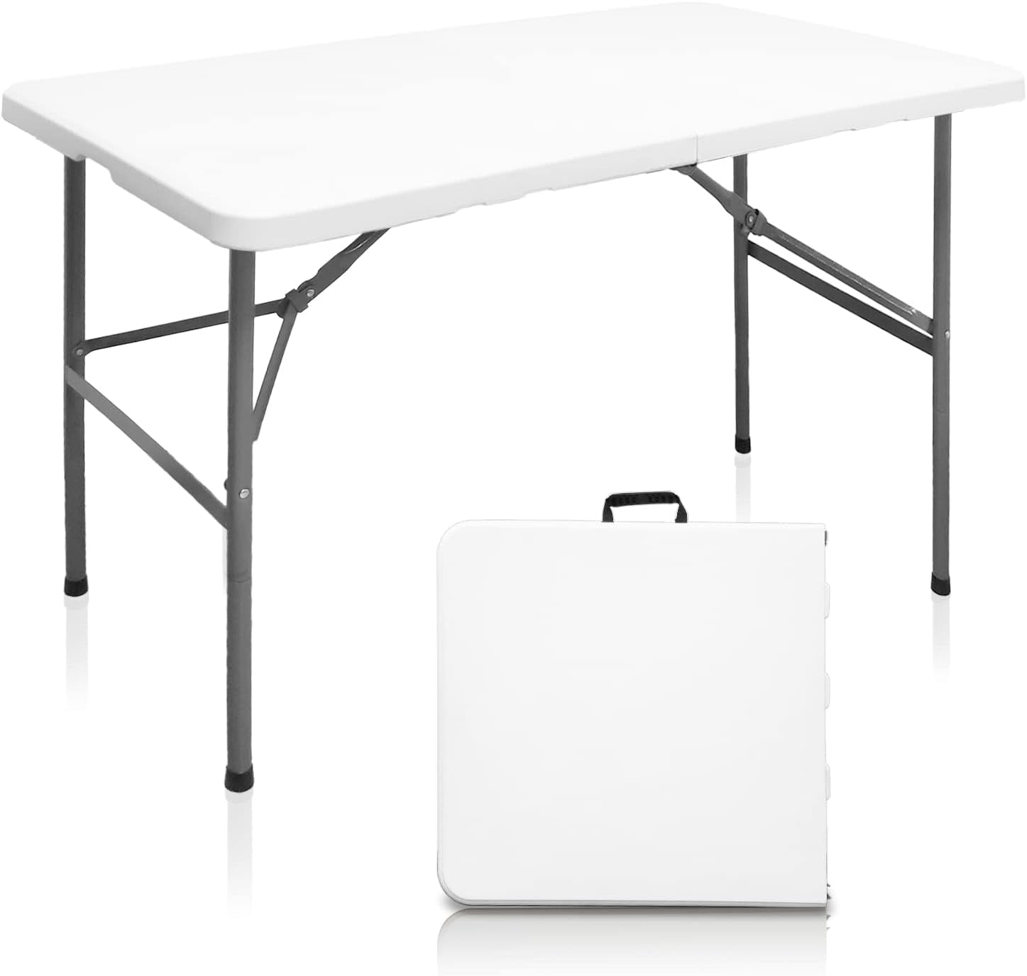Folding Table 4ft Portable Plastic Dinning Table Heavy Duty Fold-in ...