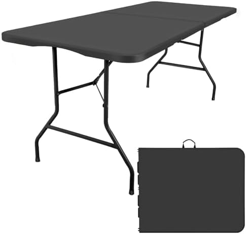 Folding Table 5 Foot, Portable Plastic Card Heavy Duty Fold-in-Half ...