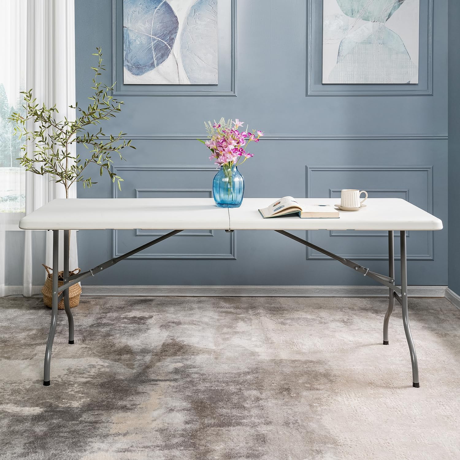 **folding table 5ft foldable table plastic table collapsible portable ...