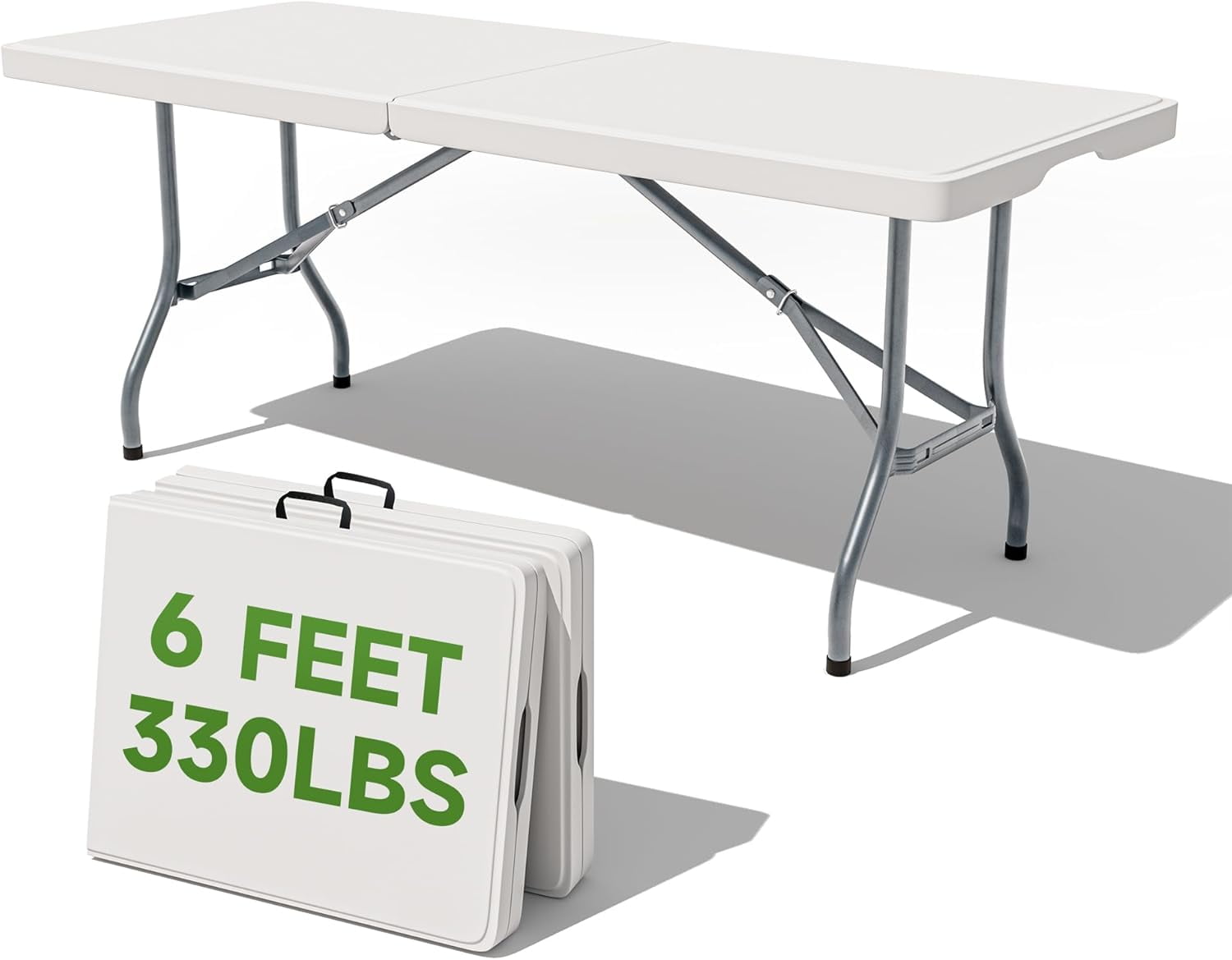 Folding Table 6 Foot - Heavy Duty 330LBS Capacity, Sturdy & Foldable ...