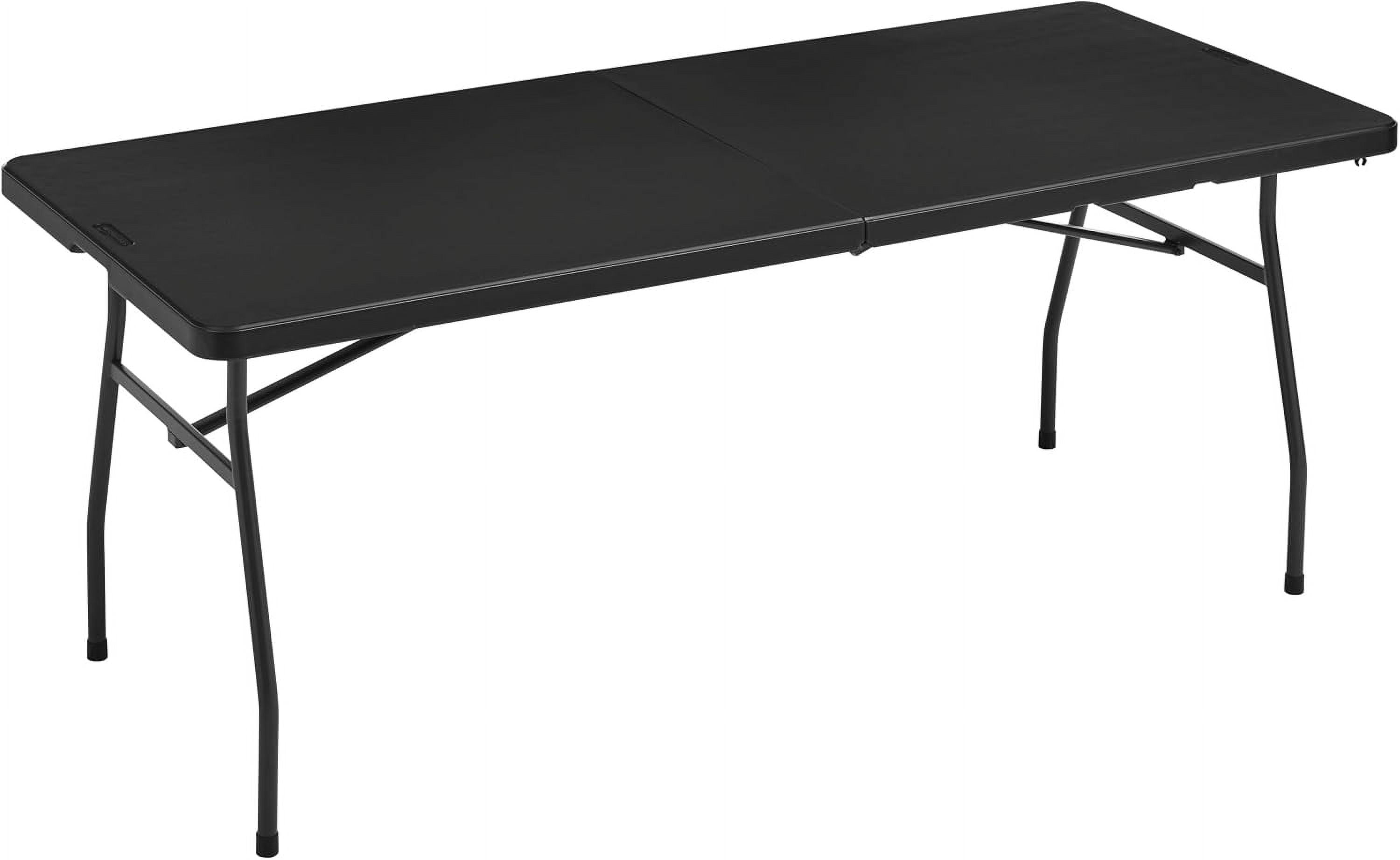 Folding Table 6 ft with Carrying Handle, Indoor & Outdoor, Black ...