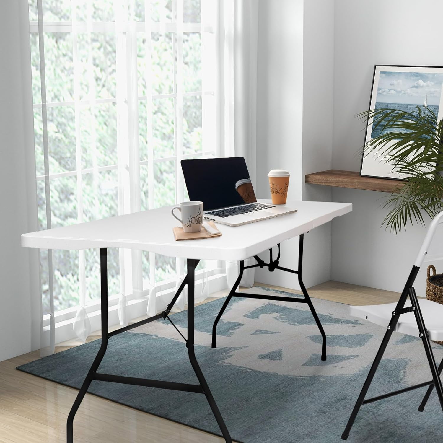 Folding Table 6FT Plastic 6 Foot Foldable Table HDPE Portable Banquet ...