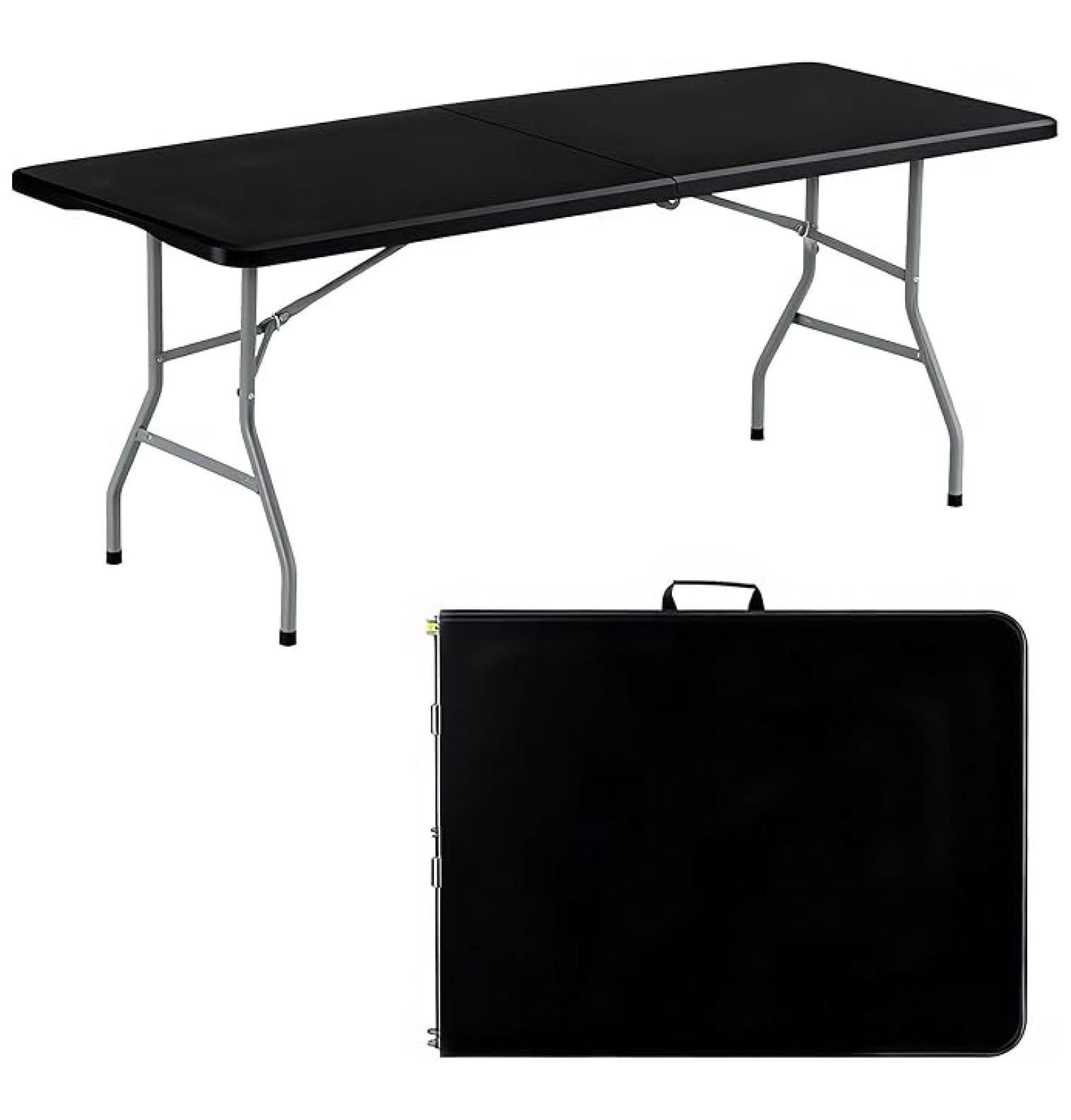 Folding Table 6FT Portable Heavy Duty Plastic Table with Carrying ...