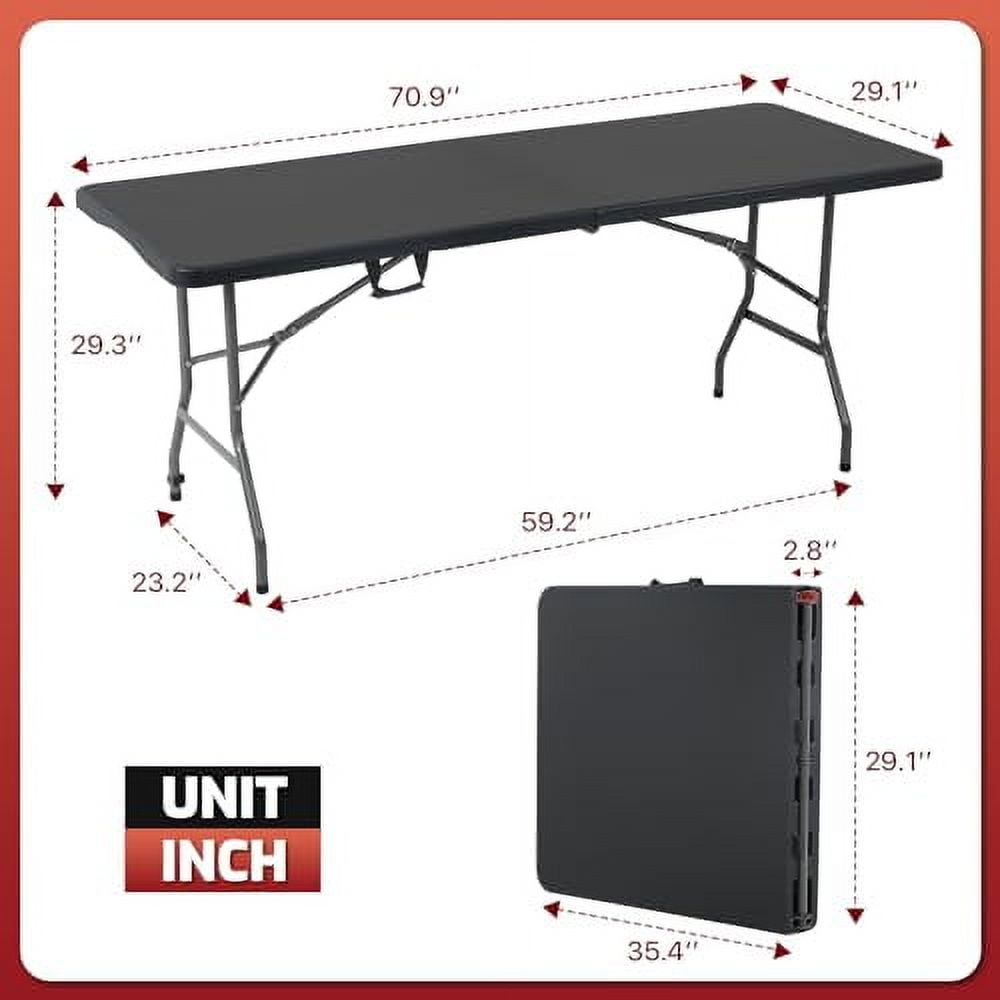 Folding Table 6Ft, Portable Party Tables for Outdoor/Indoor, Heavy Duty ...