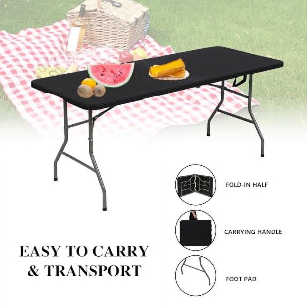 Folding Table 6ft with Carrying Handle - Portable Plastic Fold in Half ...