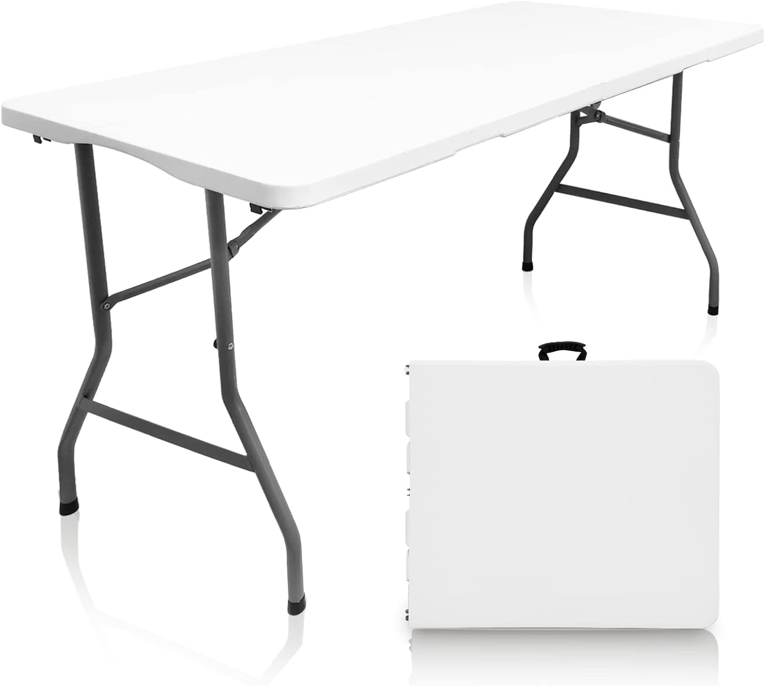 Folding Table,6ft Indoor Outdoor Heavy Duty Portable Folding Square ...