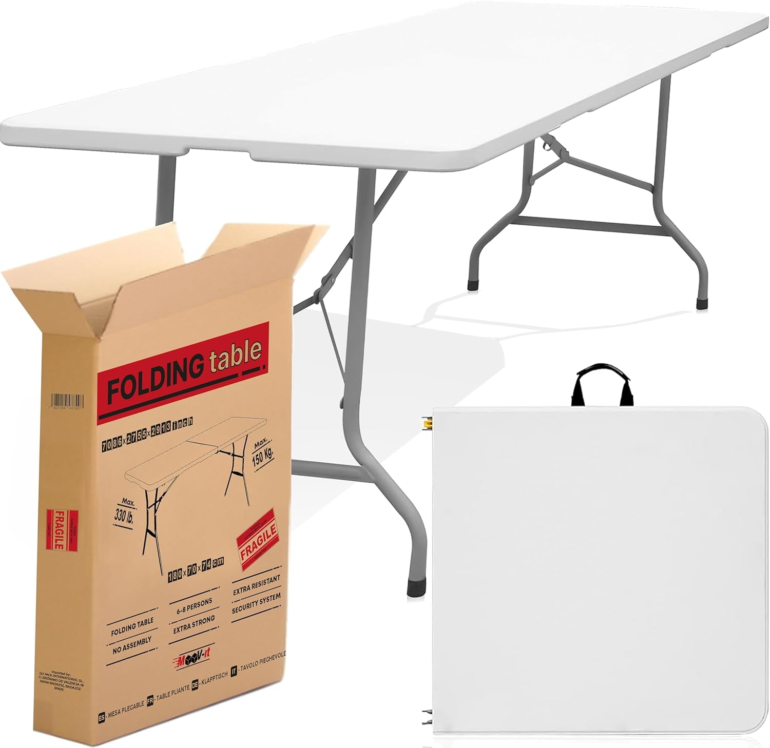 Folding Table 6ft. Outdoor and Indoor. Portable Desk for Work. Card ...