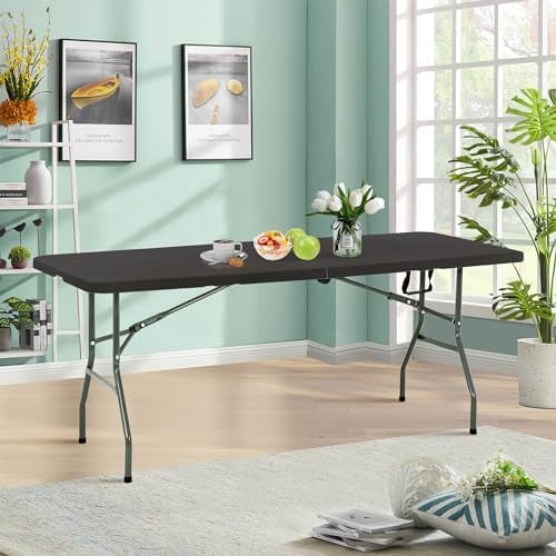 Folding Table, 6ft Portable Folding Tables with Function and Handle ...