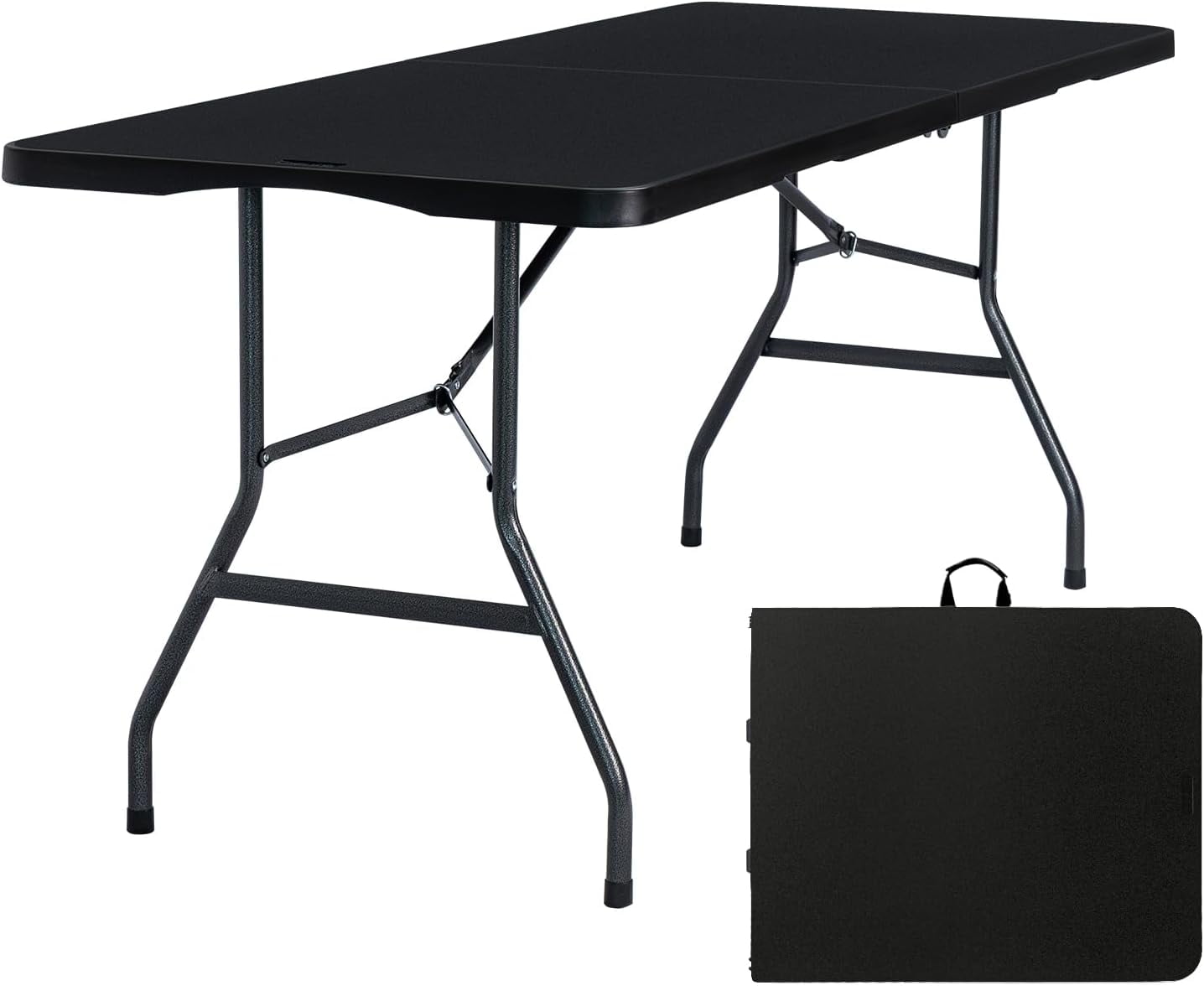 Folding Table 6ft Portable Heavy Duty Plastic Fold-in-Half 6 Foot ...