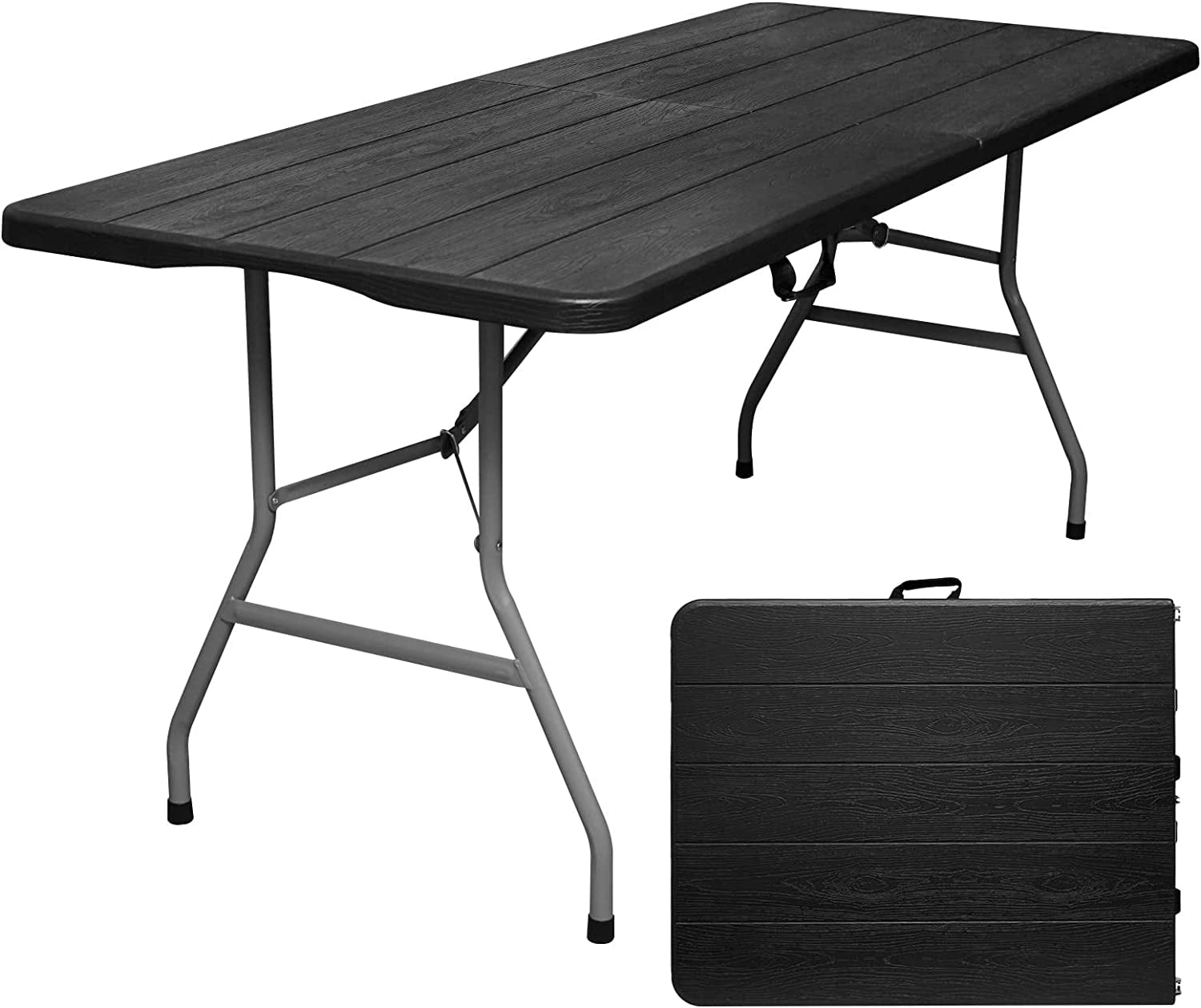 Folding Table 6ft Portable Heavy Duty Plastic Fold-in-Half 6 Foot ...