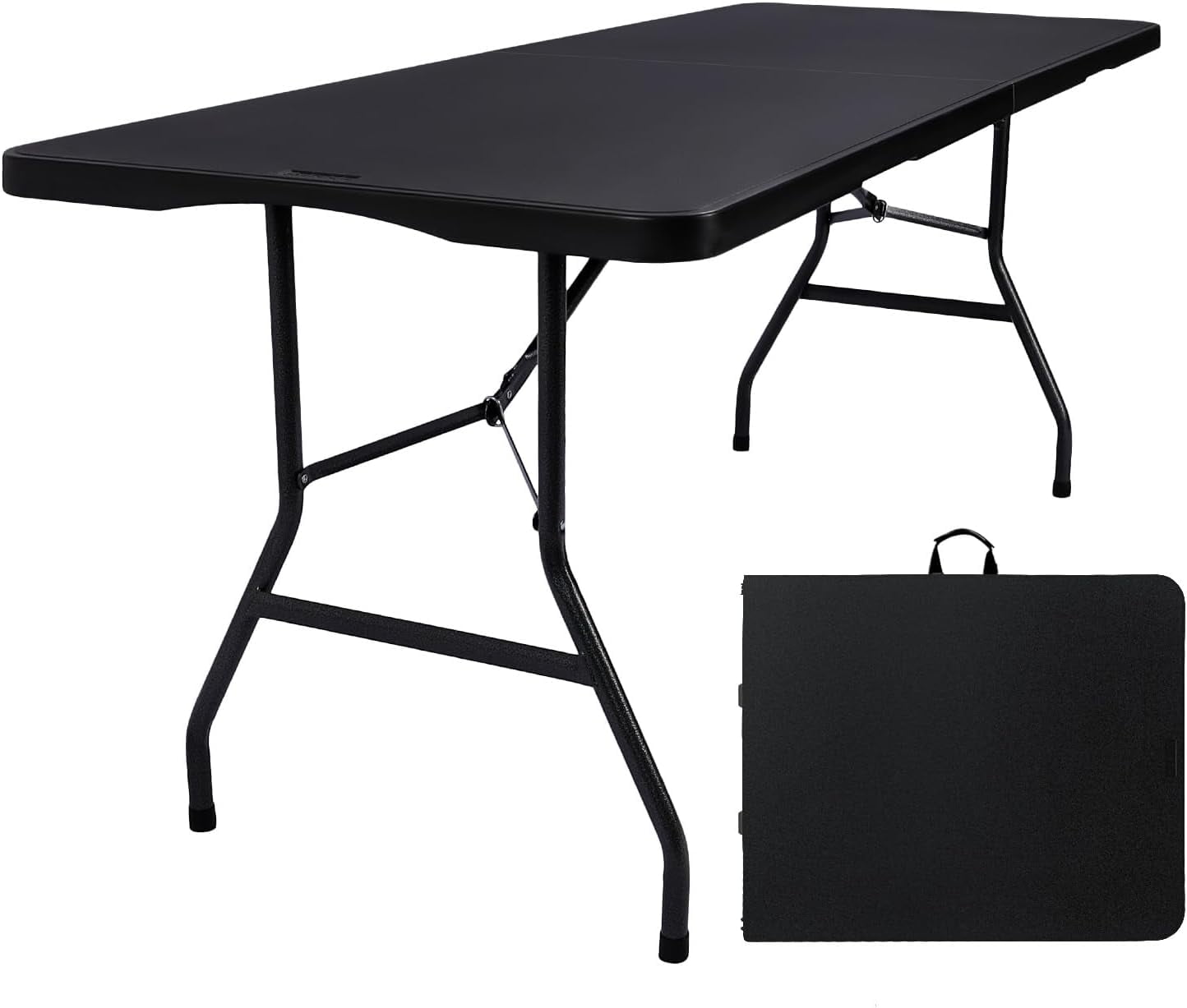 Folding Table 6ft Portable Heavy Duty Plastic Fold-in-Half 6 Foot ...