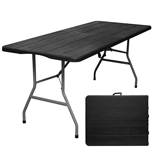 Folding Table 6ft Portable Heavy Duty Plastic Fold-in-Half 6 Foot ...