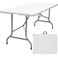 Folding Table 6ft Portable Heavy Duty Plastic Fold-in-Half Utility ...