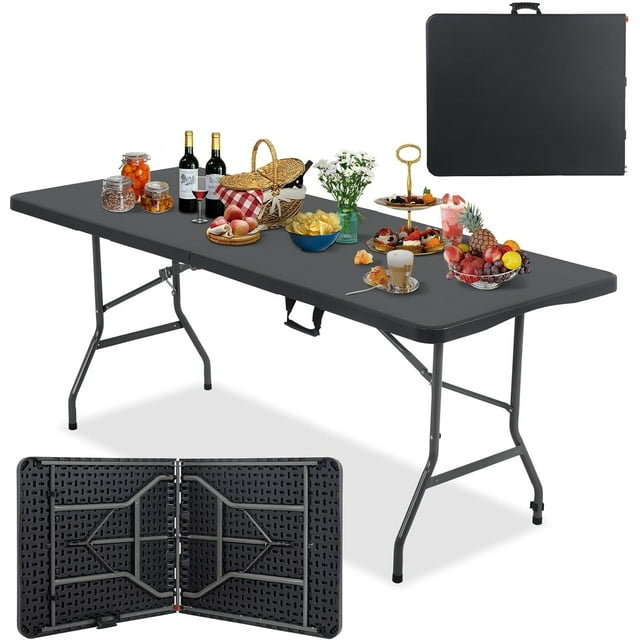 8 Ft Long Heavy Duty Plastic Folding Table, Portable and Foldable for ...