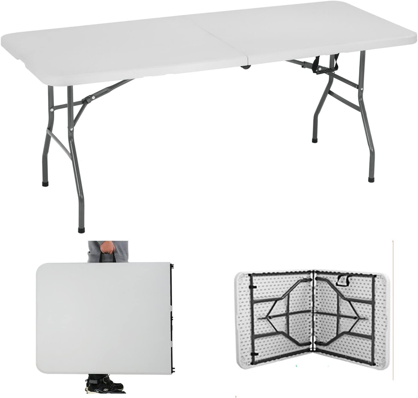 Folding Table Camping Table Folding Table 6ft Portable Table Fold Up Table Lock for Picnic Party ...