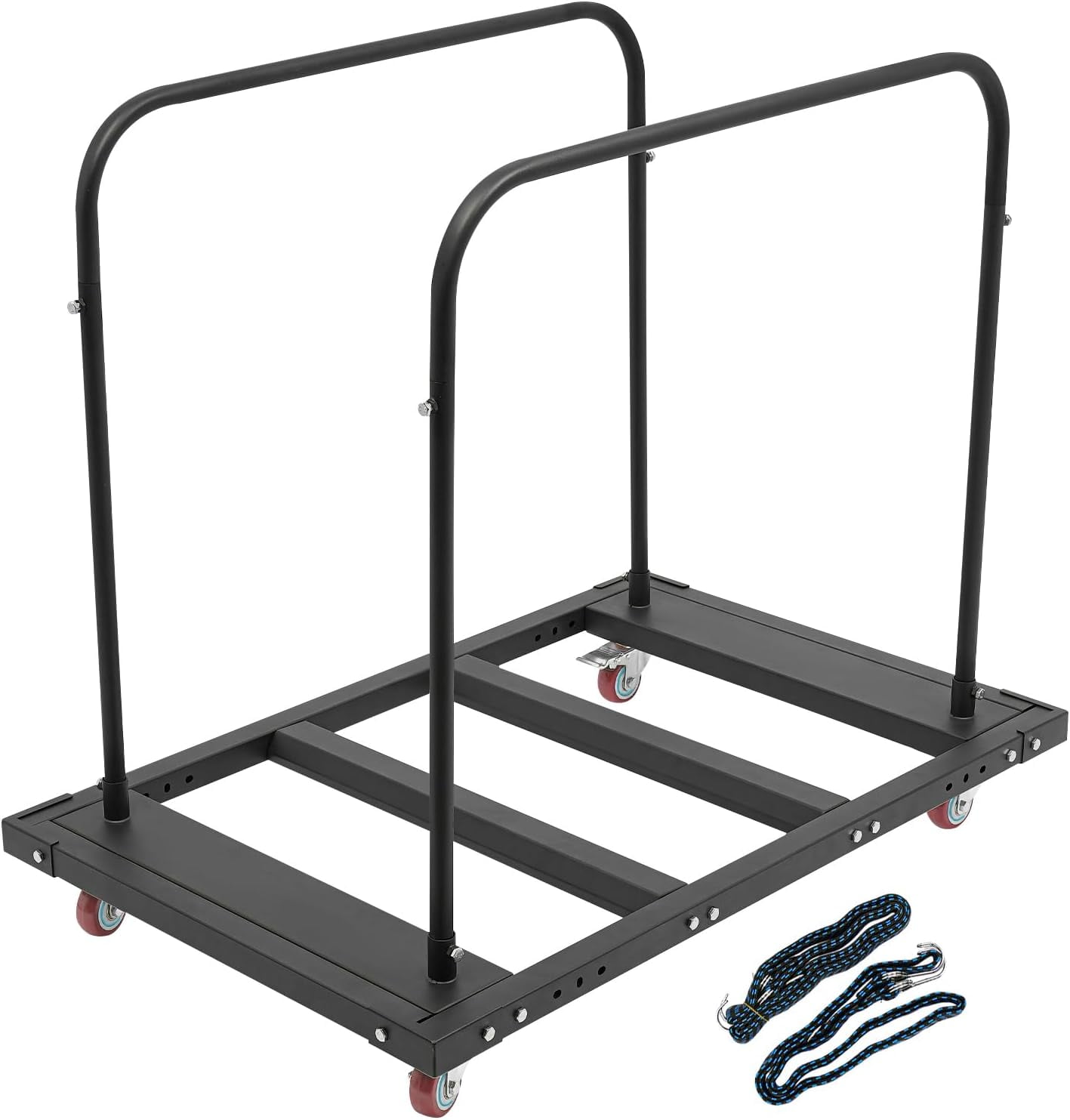 Folding Table Cart, Black Table Rack for 60” Round Tables and Oblong ...