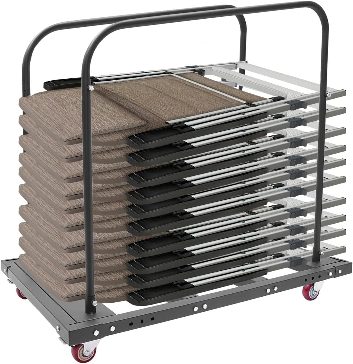 Folding Table Cart, to Store and Move Folding Round Table Holds 10 ...