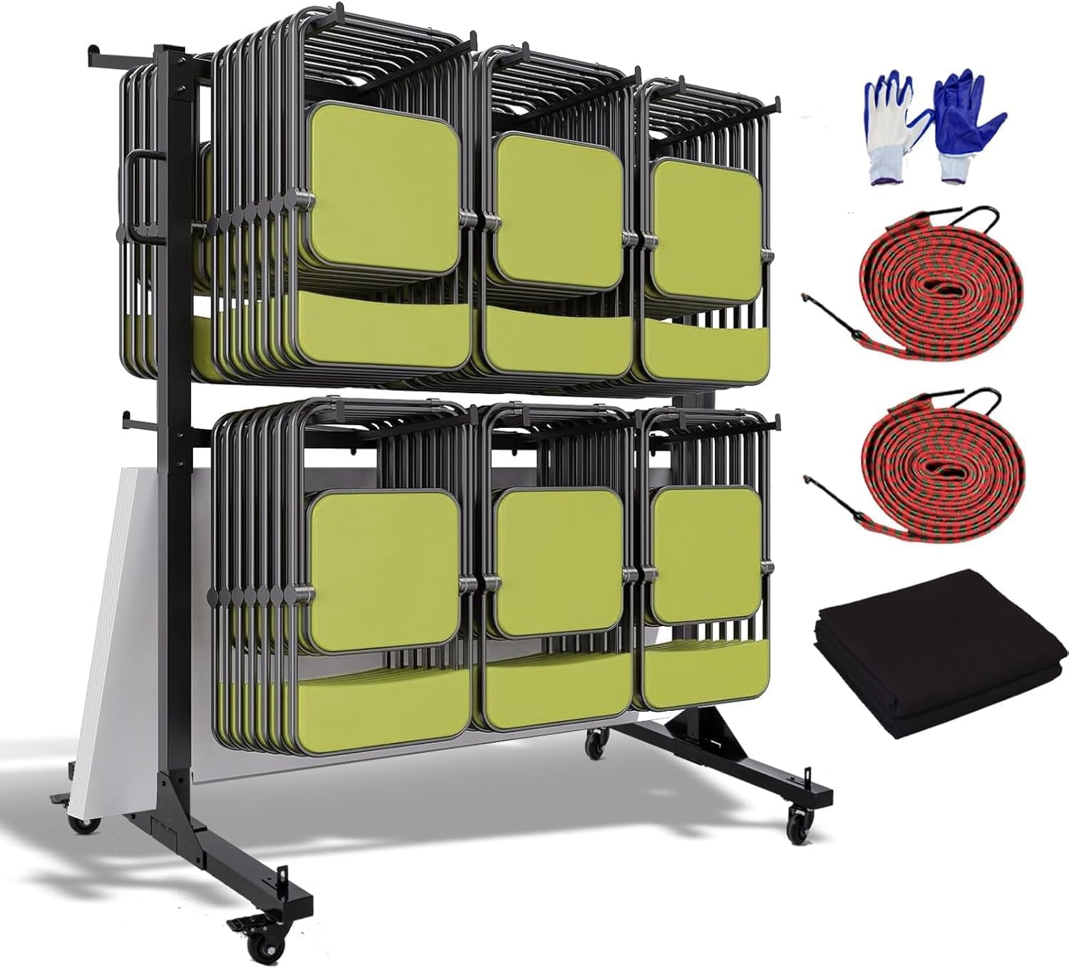 Folding Table and Chair Cart, Folding Chair Strorage Rack with Cover ...