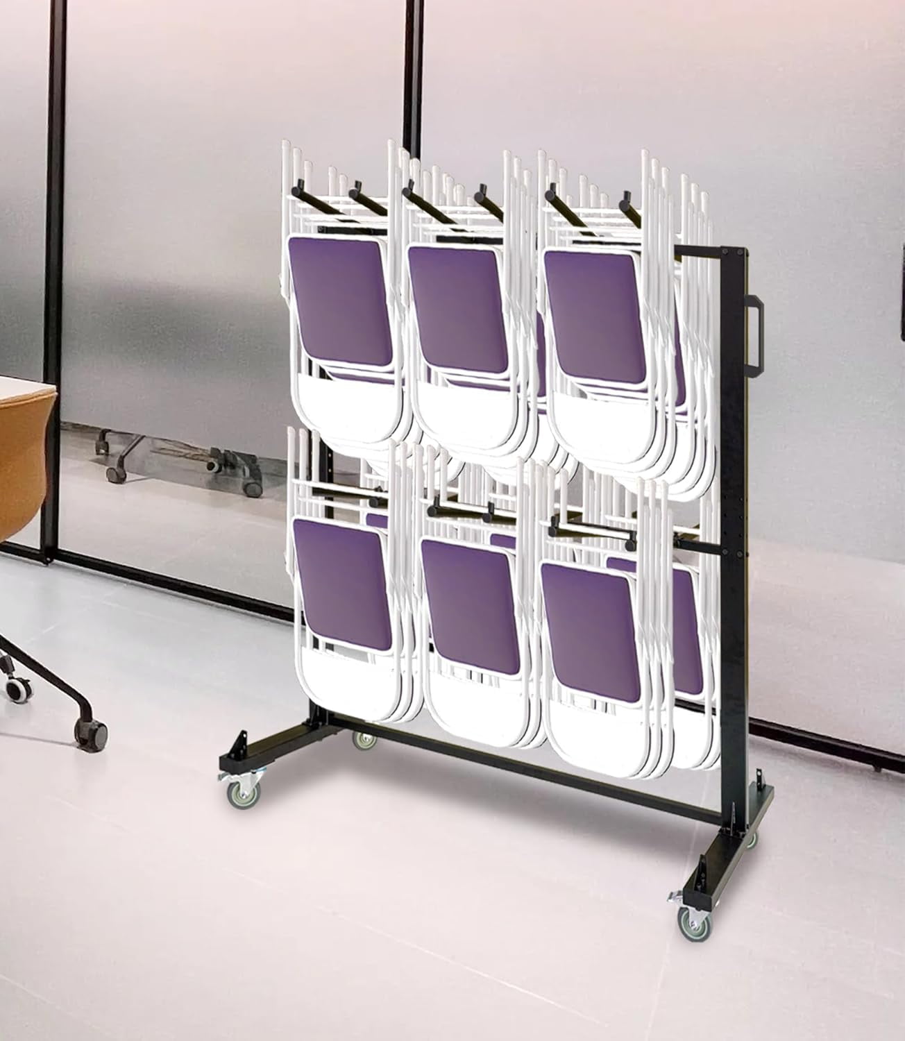 Folding Table and Chairs Cart, Two Tier Steel Chair Dolly for Stackable ...