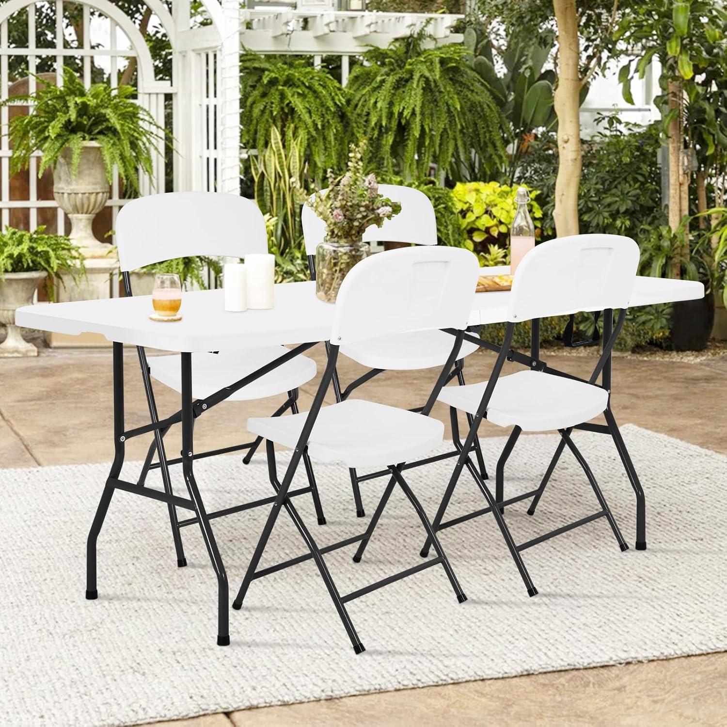 Folding Table and Chairs, Outdoor Folding Chairs Set, Foldable Table ...