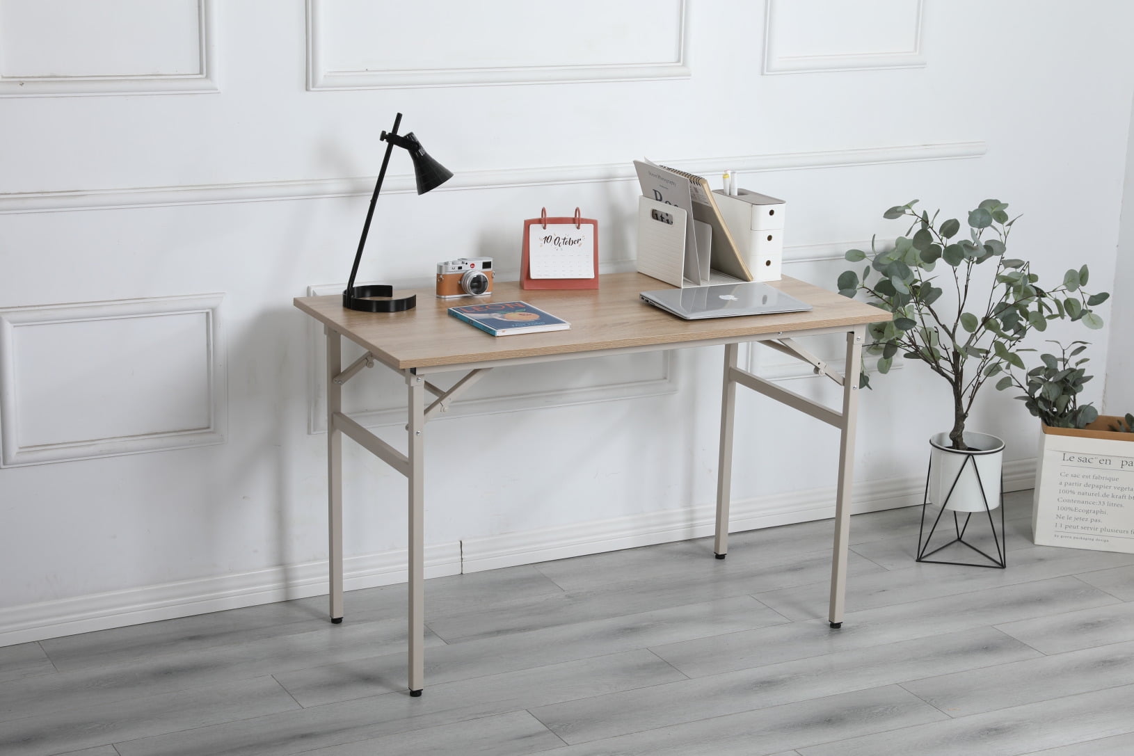 Folding Table Desk, 47"×24" Writing Computer Desk, Modern Simple Style ...
