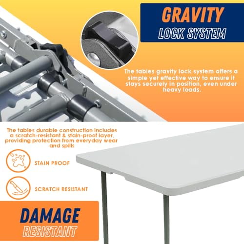 Folding Table Indoor Outdoor Heavy Duty Portable Folding Plastic Dining ...