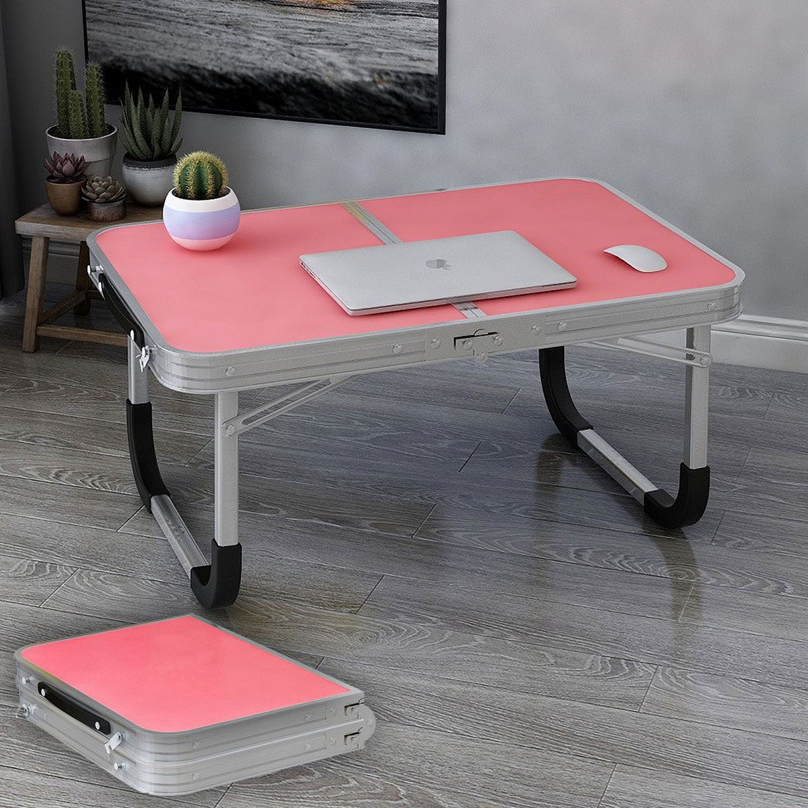 TOPBATHY1 Foldable Laptop Bed Desk, Portable Pink Metal Table ...