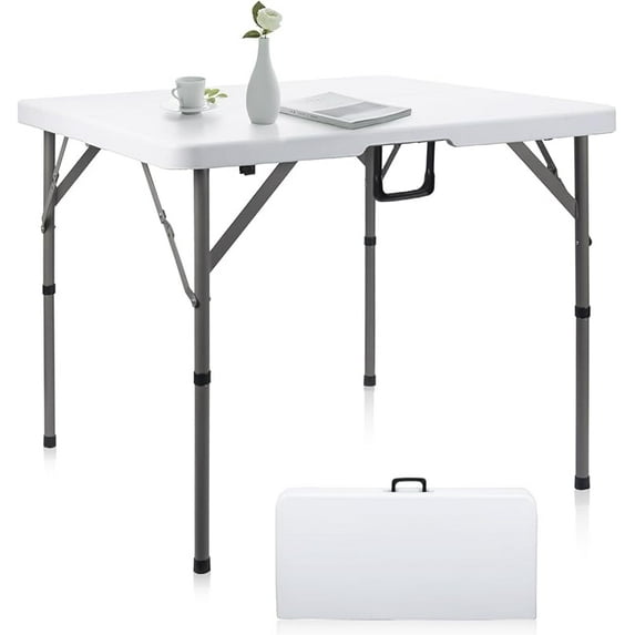 Folding Table Portable Heavy Duty Plastic Fold-in-Half Utility Foldable ...