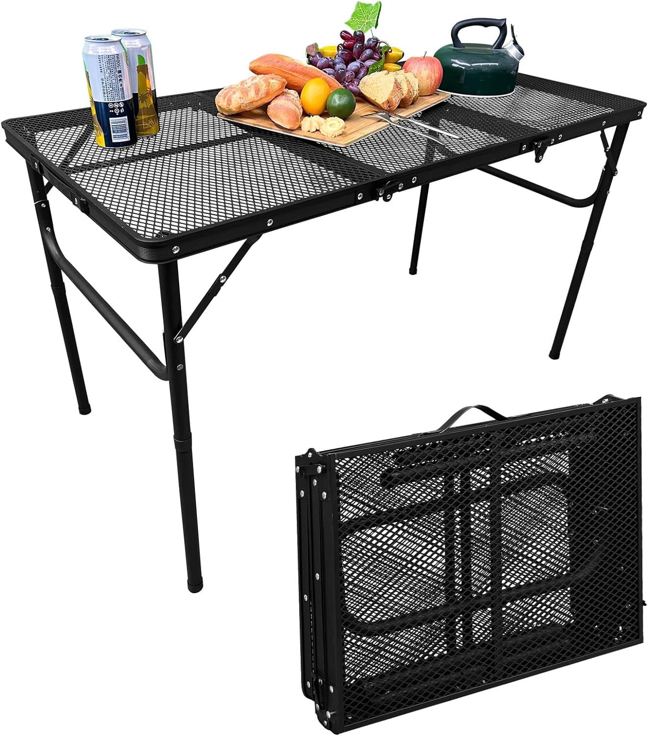 Folding Table & Portable Table with Mesh Desktop, Lightweight & Outdoor ...