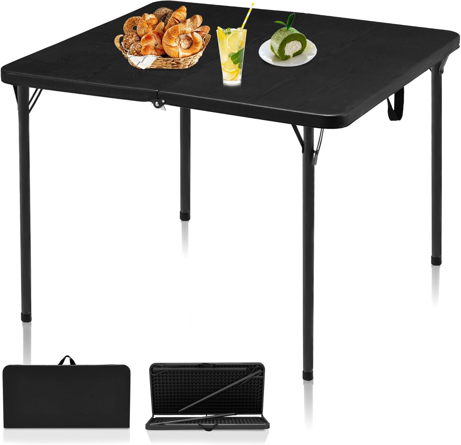 Folding Table, Portable Square Folding Card Table with Collapsible Legs ...