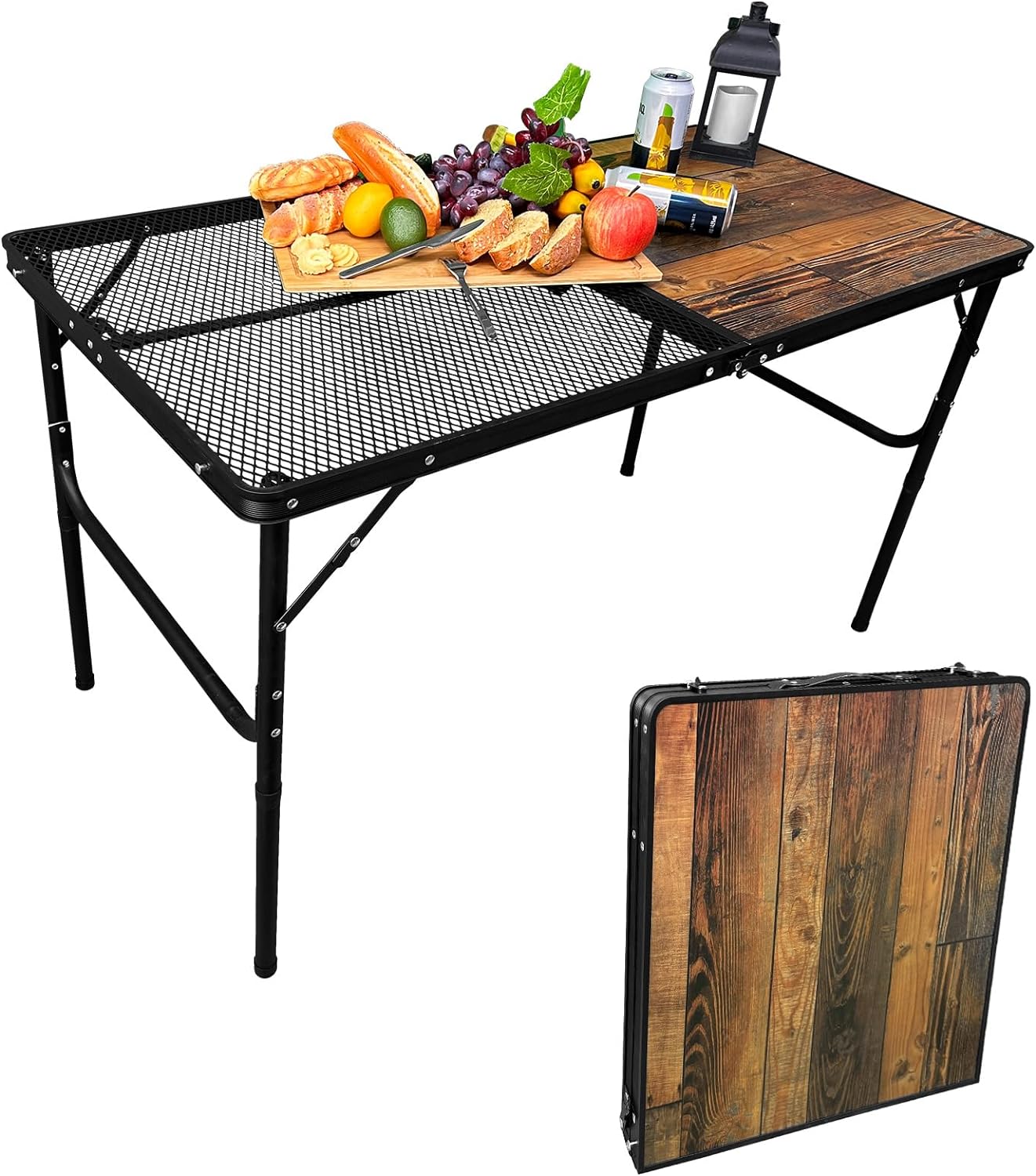 Folding Table & Portable Table with Mesh Desktop, Lightweight & Outdoor ...