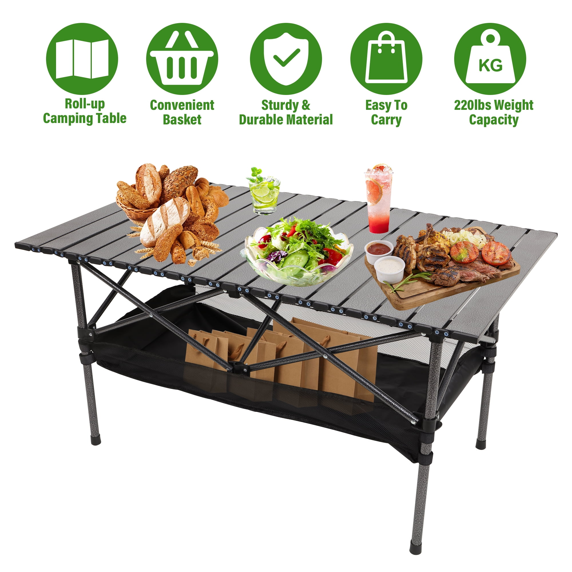 Folding Table Roll Up Lightweight Foldable Table Portable Table Camp ...