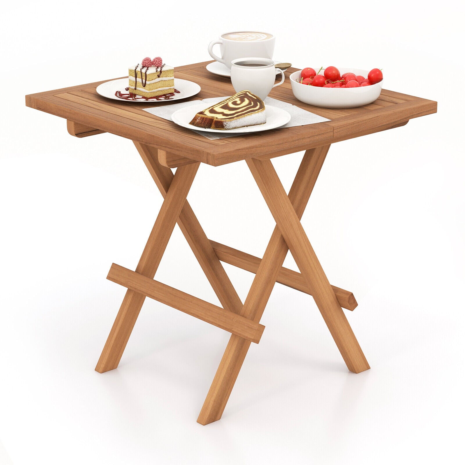 Folding Table - Teak Wood Collapsible Folding Table for Indoor or ...