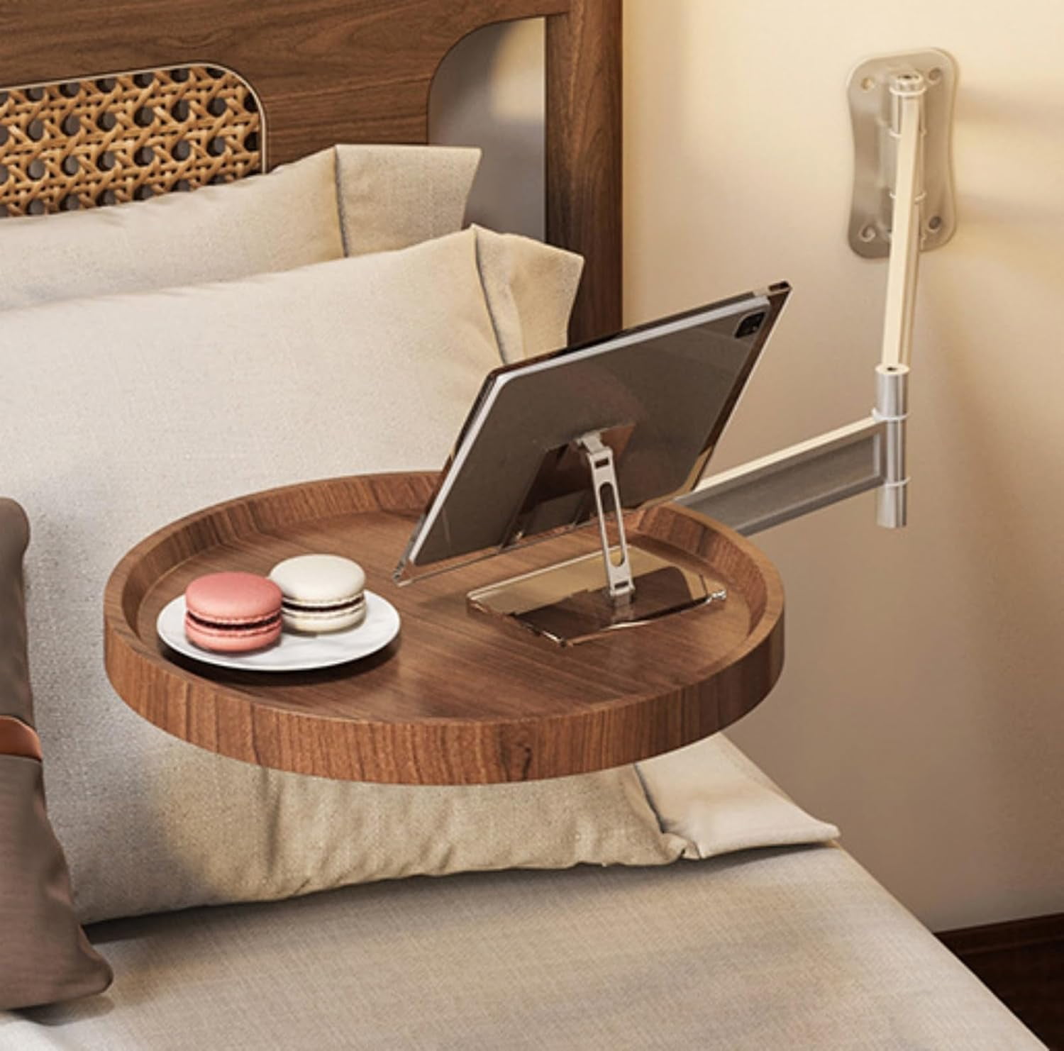 Folding Table Wall Mounted Small Round Tray, Fold Down Wall Desk - Flip-Out Design Nightstand ...