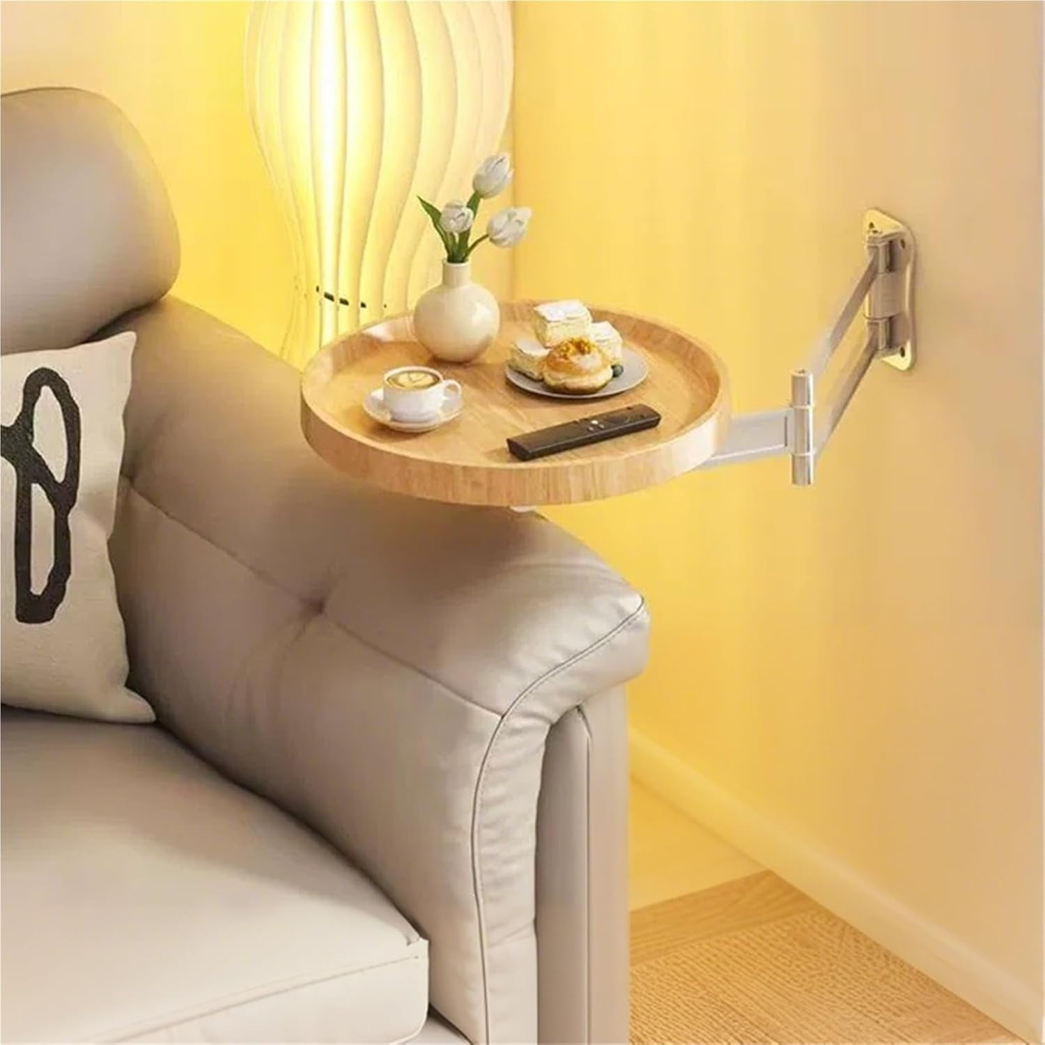 Folding Table Wall Mounted Small Round Tray, Fold Down Wall Desk - Flip-Out Design Nightstand ...