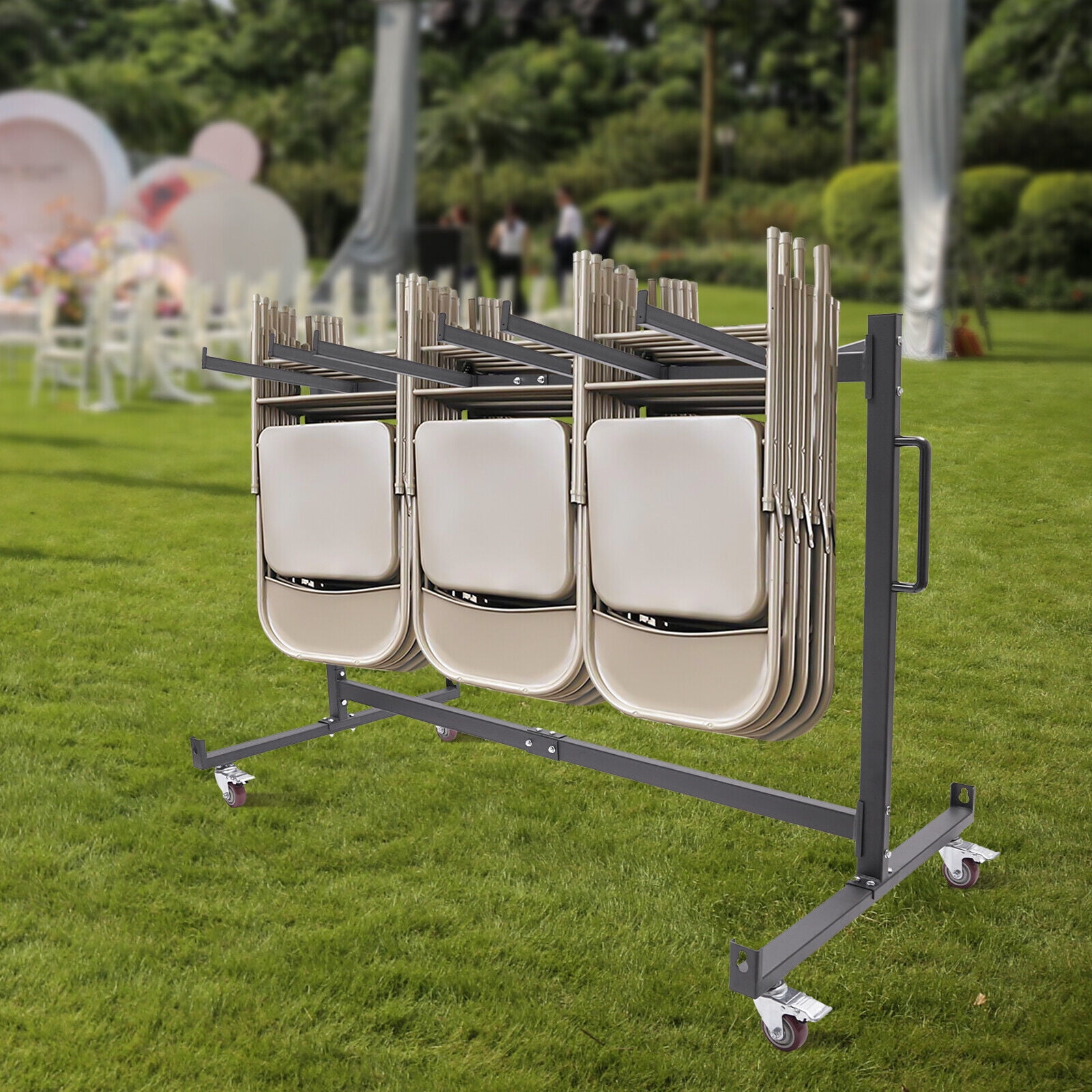 Folding Table and Chair Cart, Folding Chair Rack, Chair Rack with 4 ...