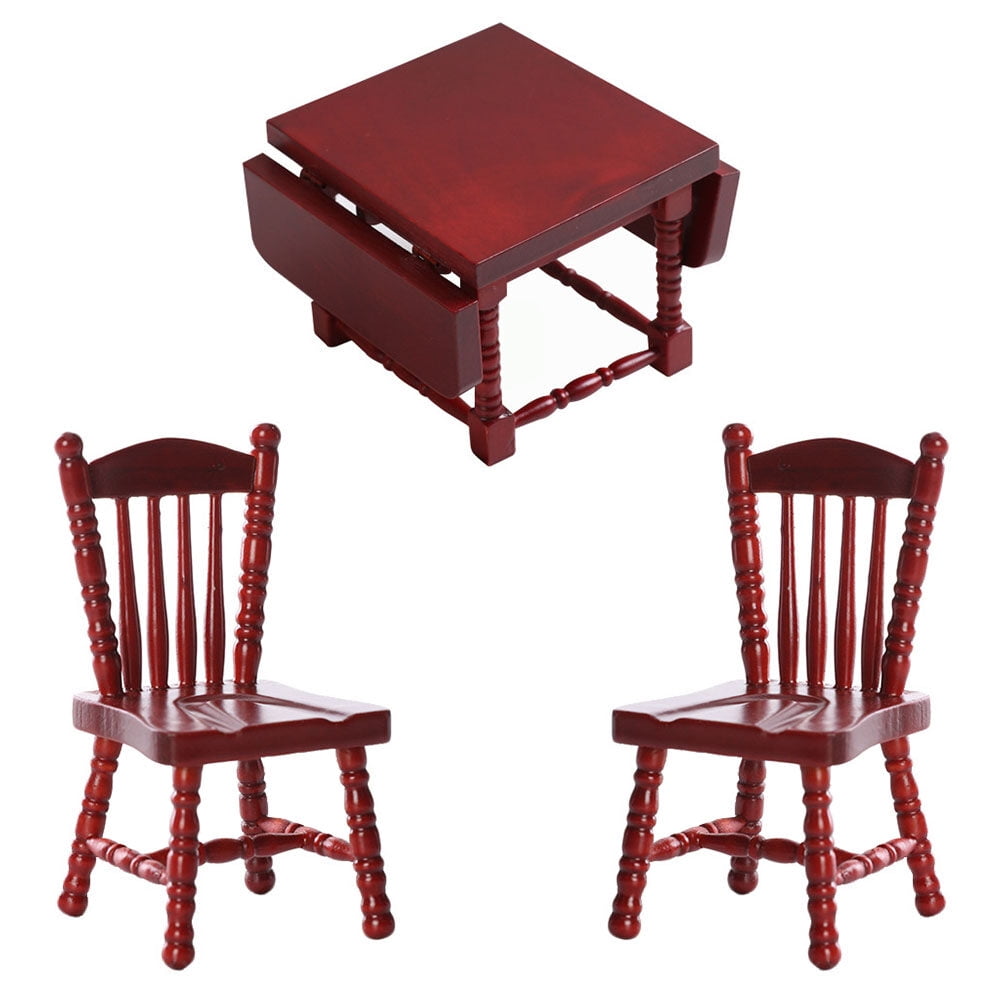 Folding Table and Chair Set Mini Furniture Model Birch Doll House ...